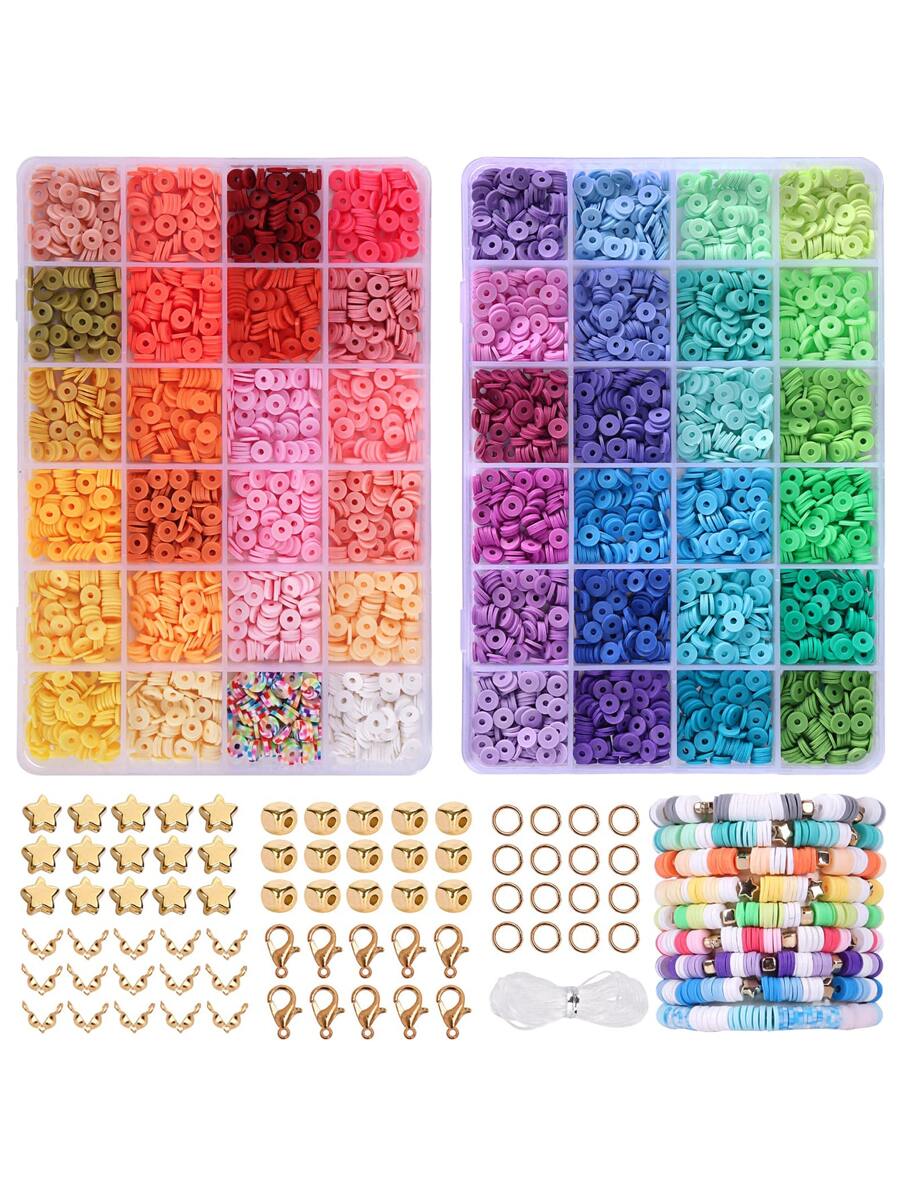 4800pcs 48 Colors Polymer Clay Beads Kit, Charm Bracelet Making Set For ...