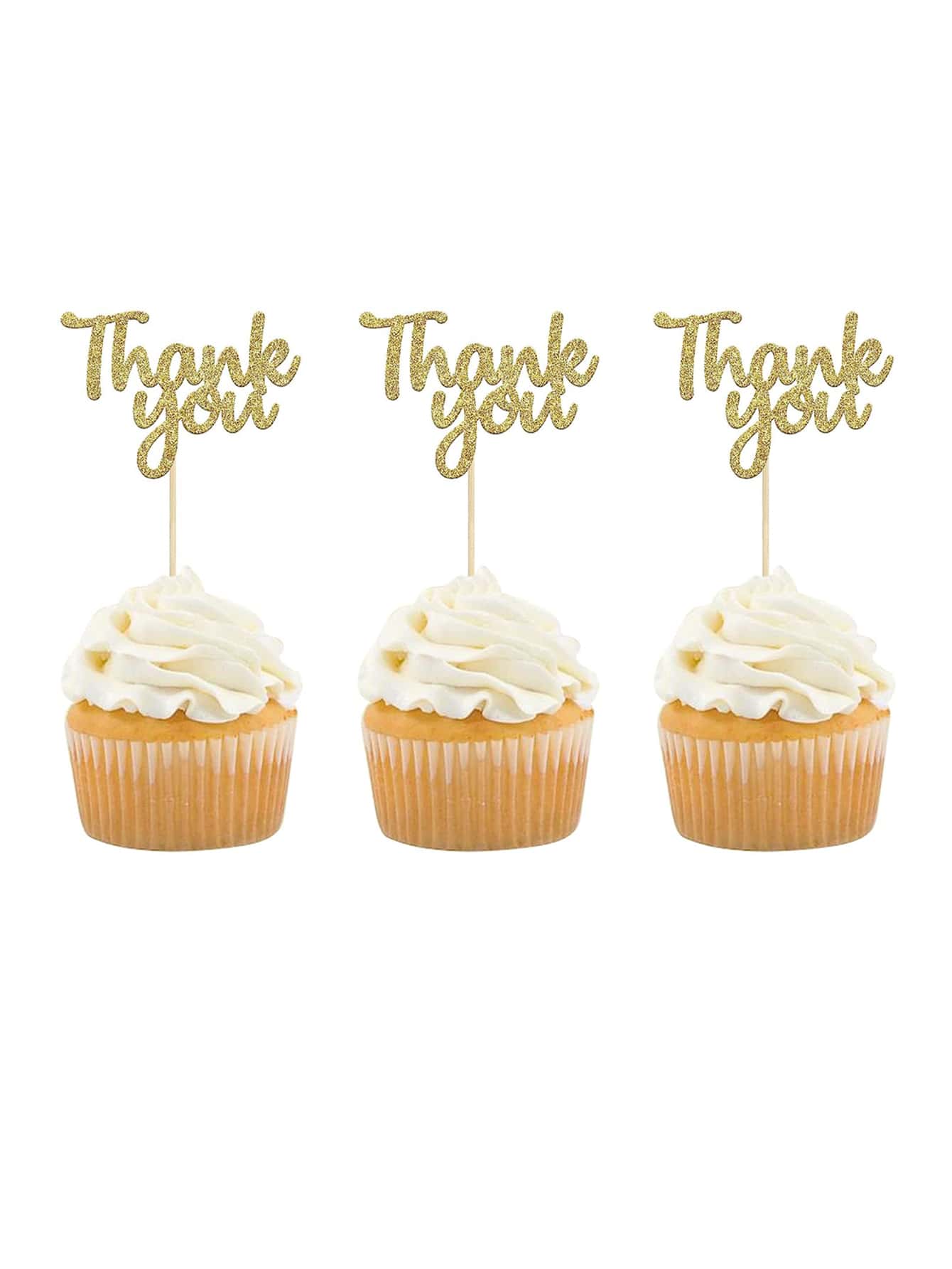 12 Pcs Glitter Thank You Cupcake Toppers Thank You Cupcake Picks for ...