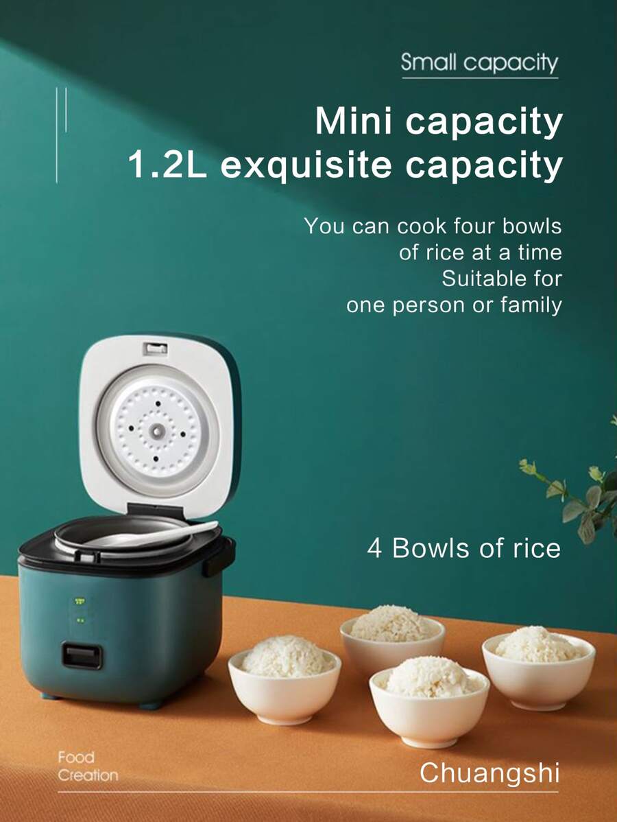 Mini Rice Cooker 2 Cups Uncooked, 1.2L Portable Non-Stick Small Travel ...