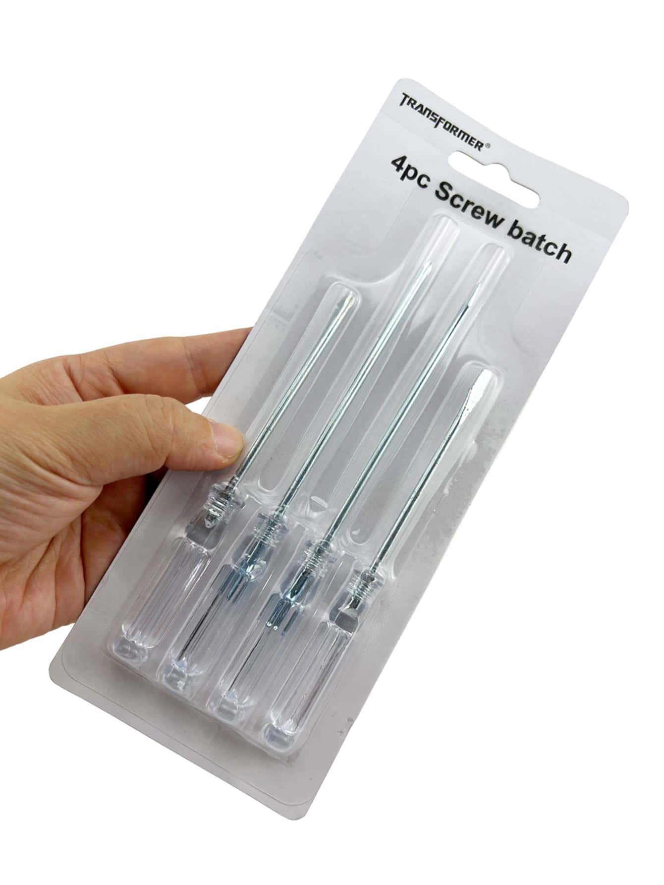 4pcs Mini Cross & Flat Head Screwdriver Set With Crystal Clear Handles ...