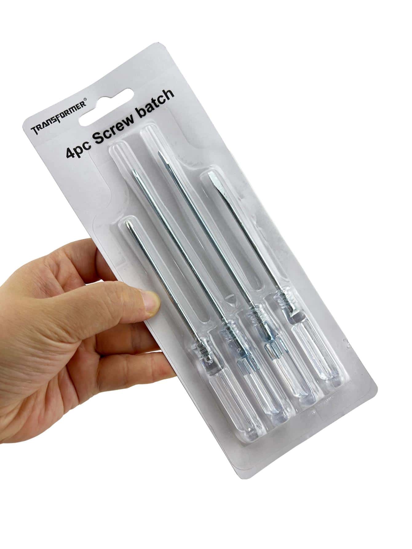 4pcs Mini Cross & Flat Head Screwdriver Set With Crystal Clear Handles ...