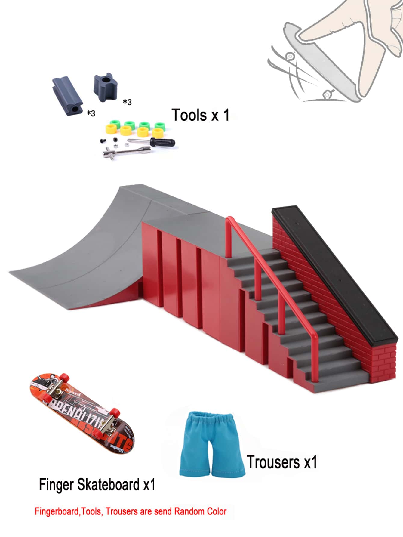 4-IN-1 Finger Skate Boarding Kits Toys Plastic Finger Skateboard Digit ...