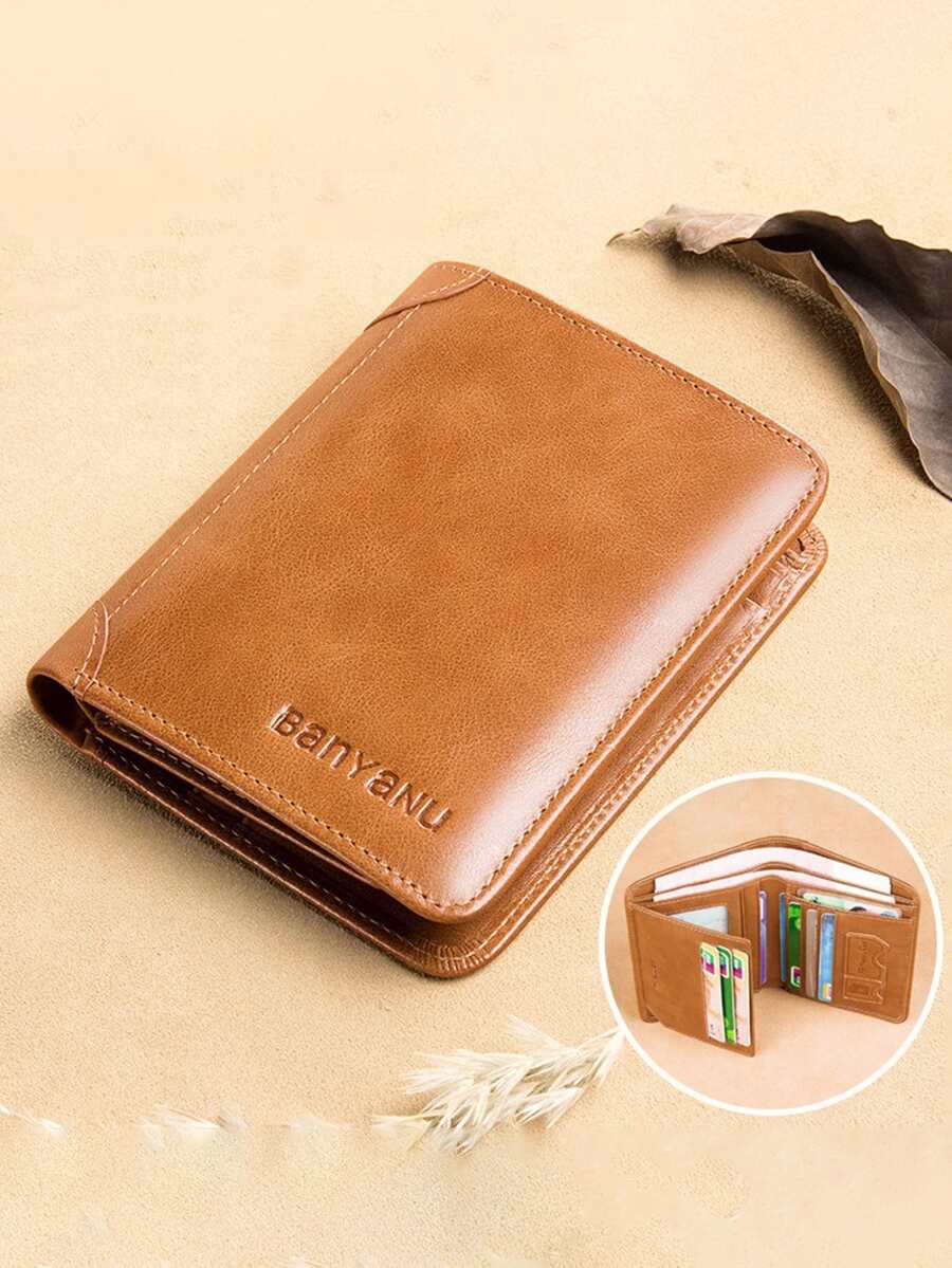 Leather Rfid Wallets For Men Vintage Thin Short Multi Function ID ...