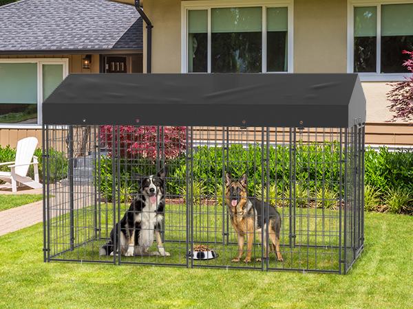 Large Dog Kennel Outdoor: Puppy Inside Play Pen Panels with Stakes ...