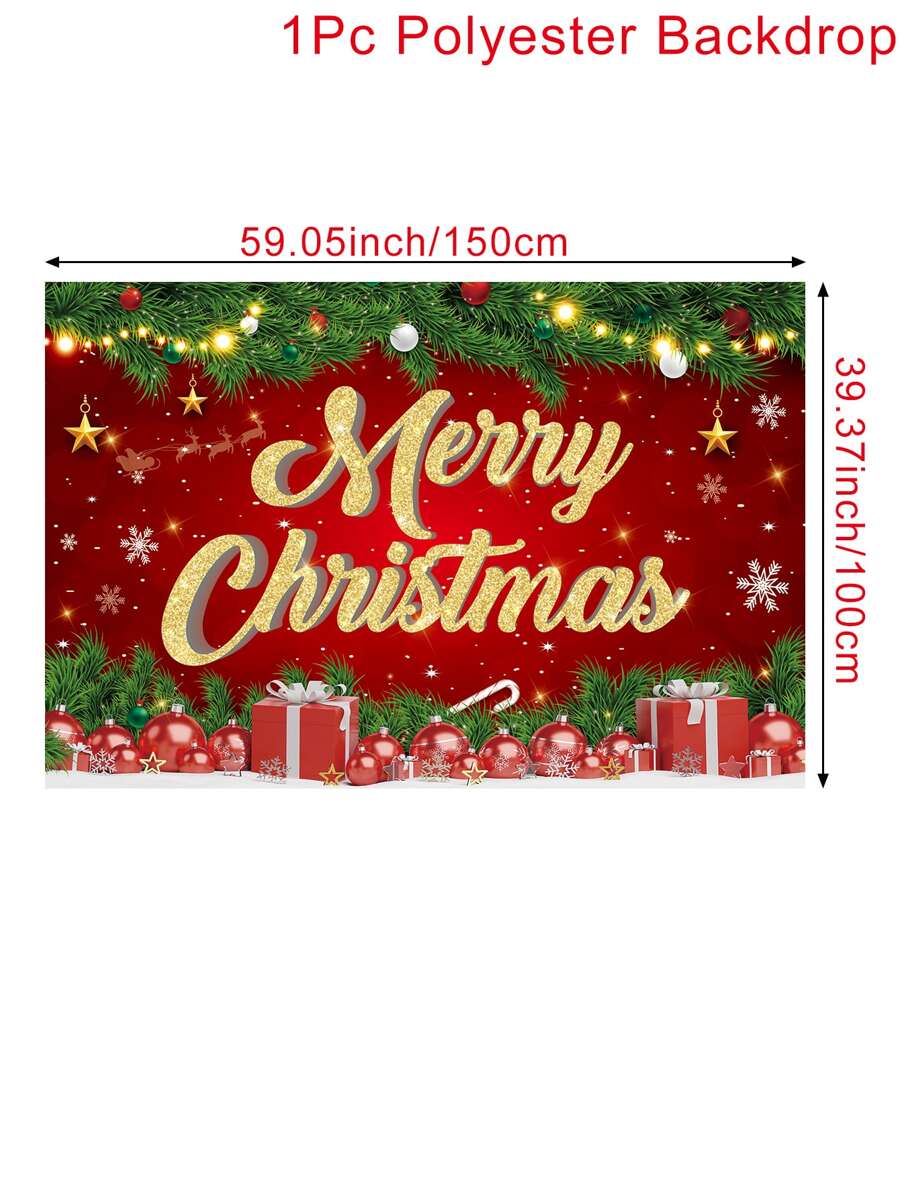 1pc New Christmas Design Polyester Backdrops, Banners Perfect For ...