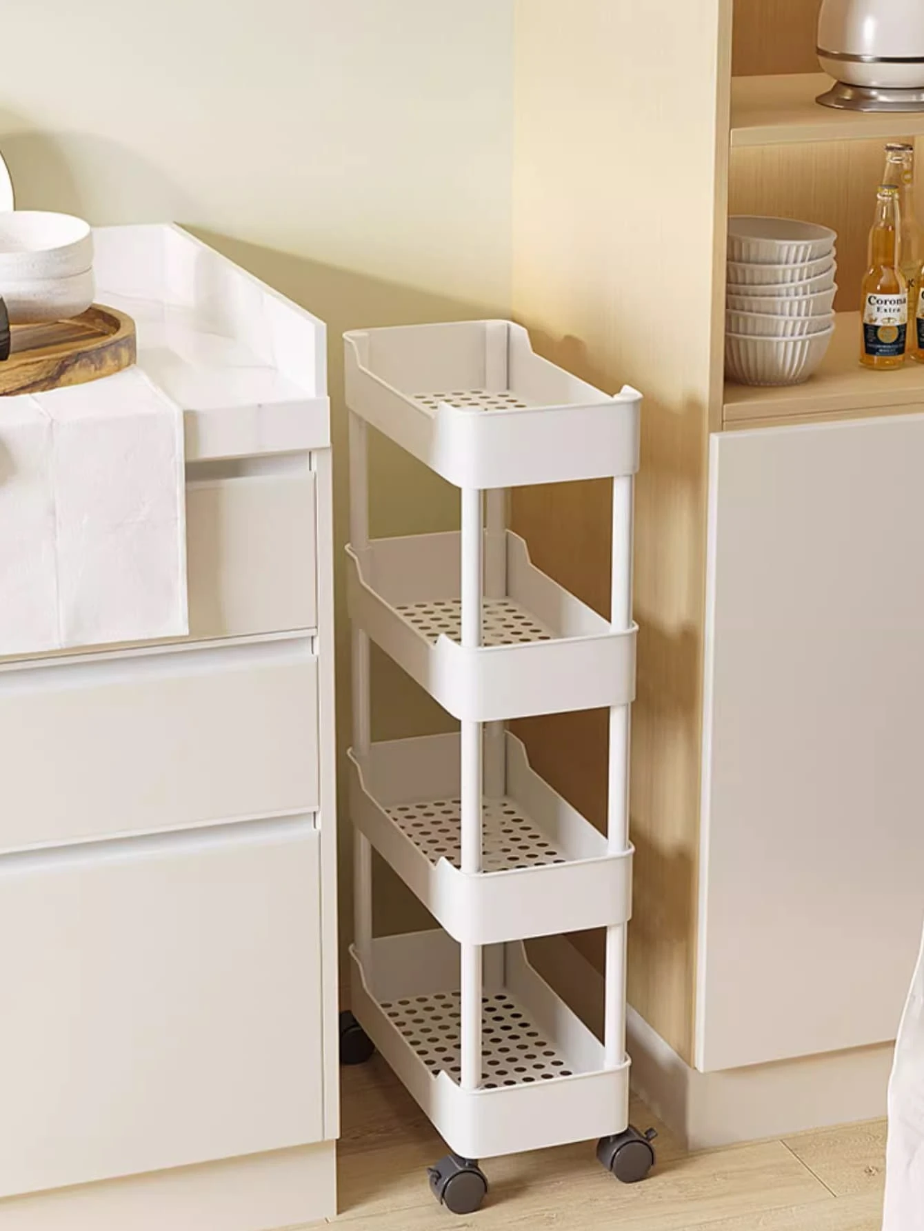 1pc 3 Tier Slim Storage Cart Mobile Shelving Unit Organizer Slide Out ...