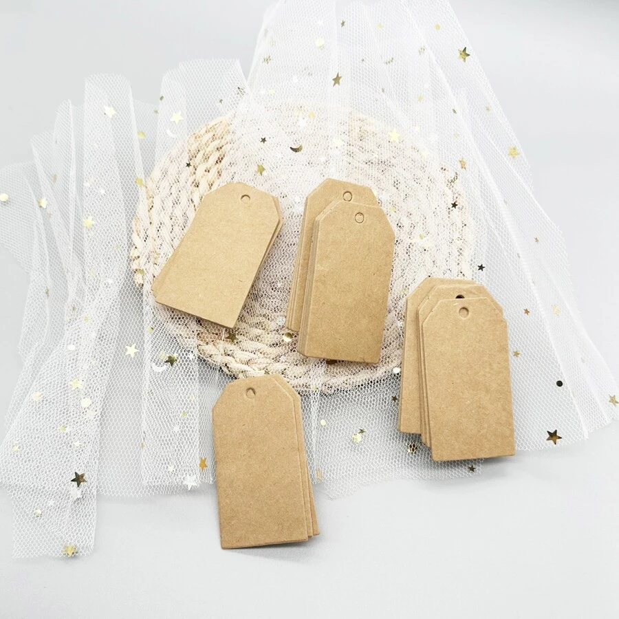 50pcs/pack Kraft Paper Gift Tags With String & Price Labels, Blank Hang ...