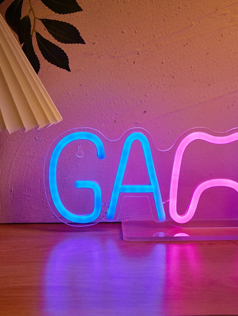 CHI-BUY 1PC Gamer Shape Desktop LED Neon Sign USB Powered Wall Table ...
