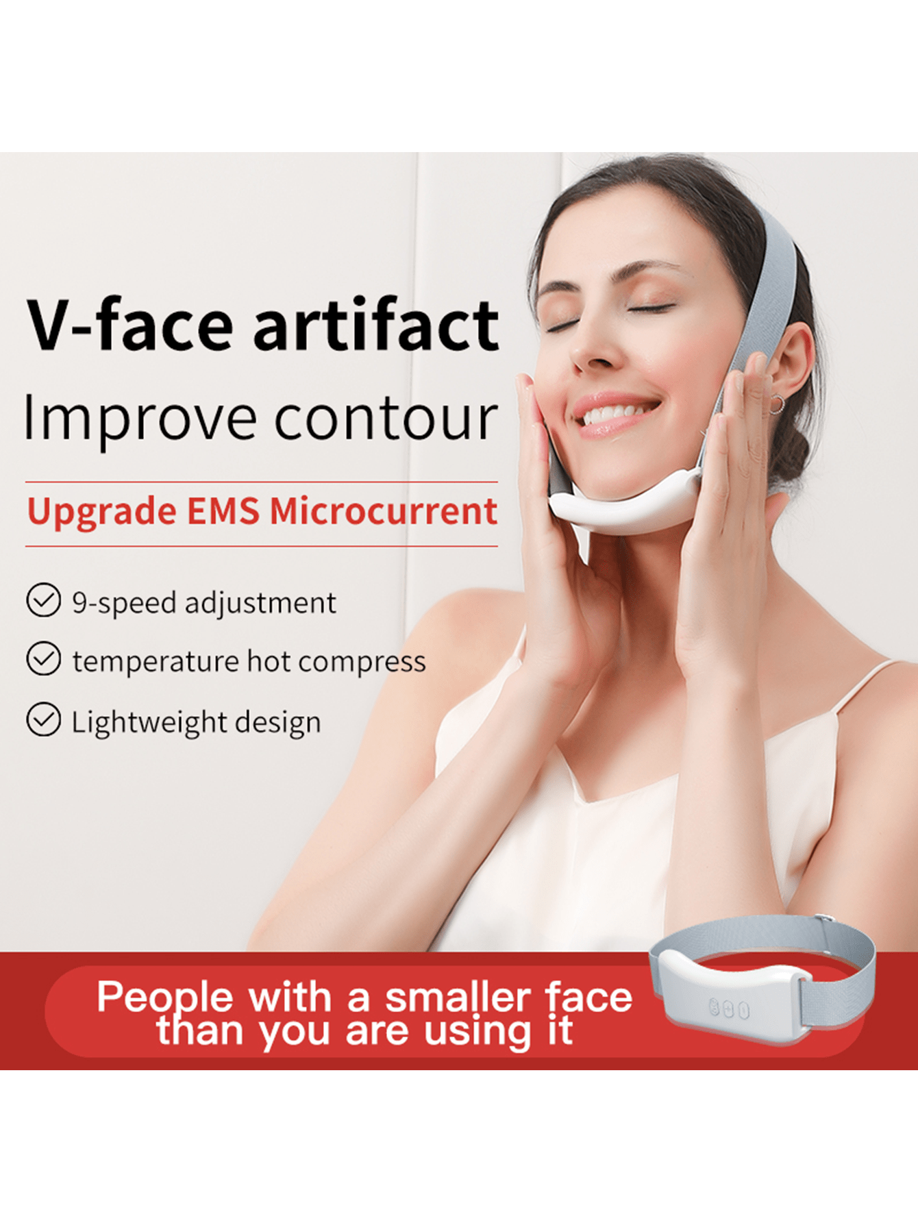 1pc White V Shape Facial Beauty Device For Removing Neck Wrinkle Face Massage Warm Compress