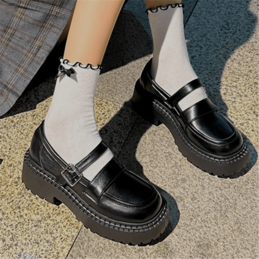 Vintage Mary Jane Shoes With Thick Soles, Made Of Faux Leather, Perfect ...