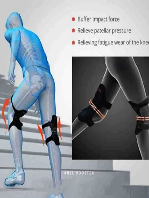 2pcs Knee Booster Brace Joint Support Spring Stabilizer Pad Power Lift ...