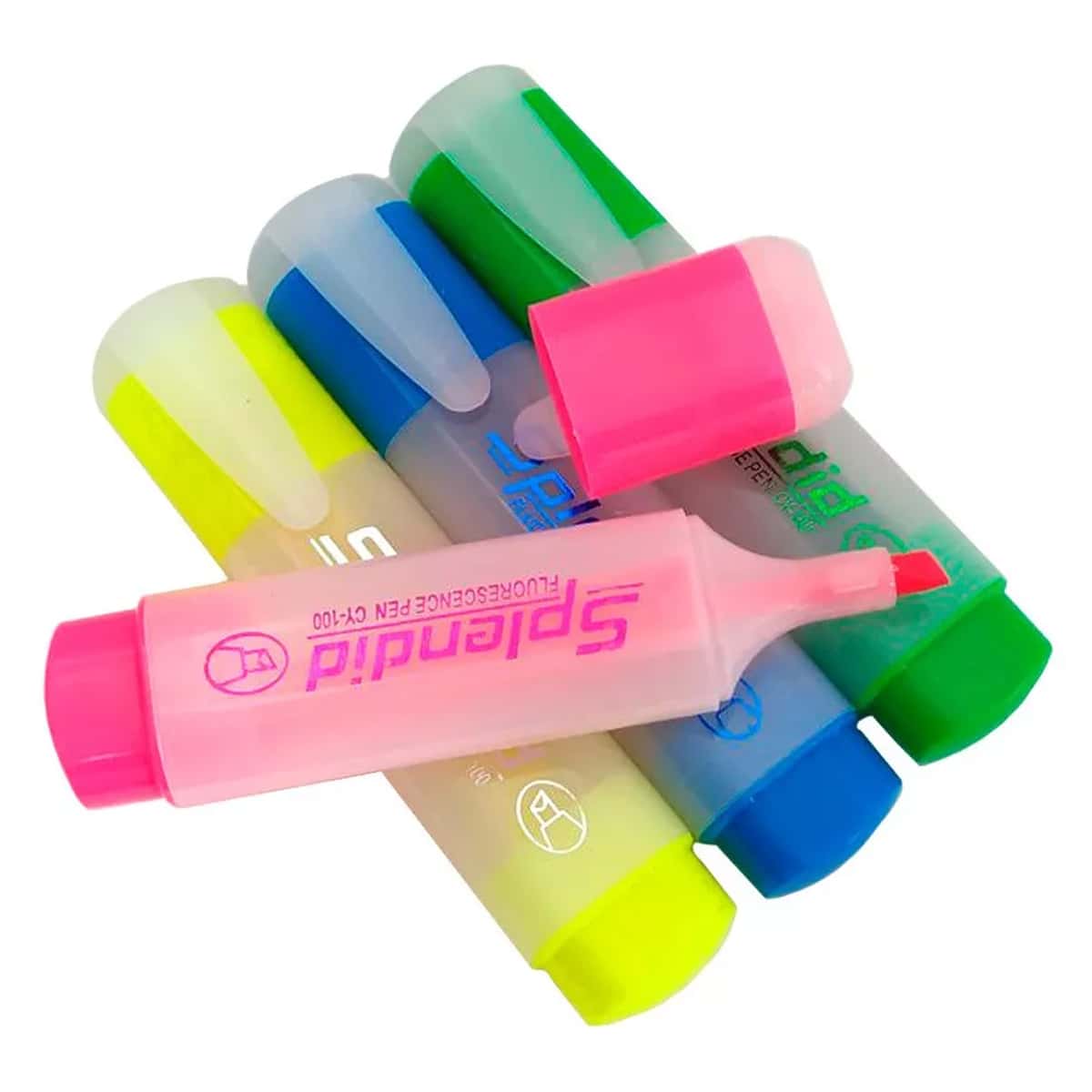 4 Neon Fluorescent Text Markers Highlight Summarize Texts School Office ...
