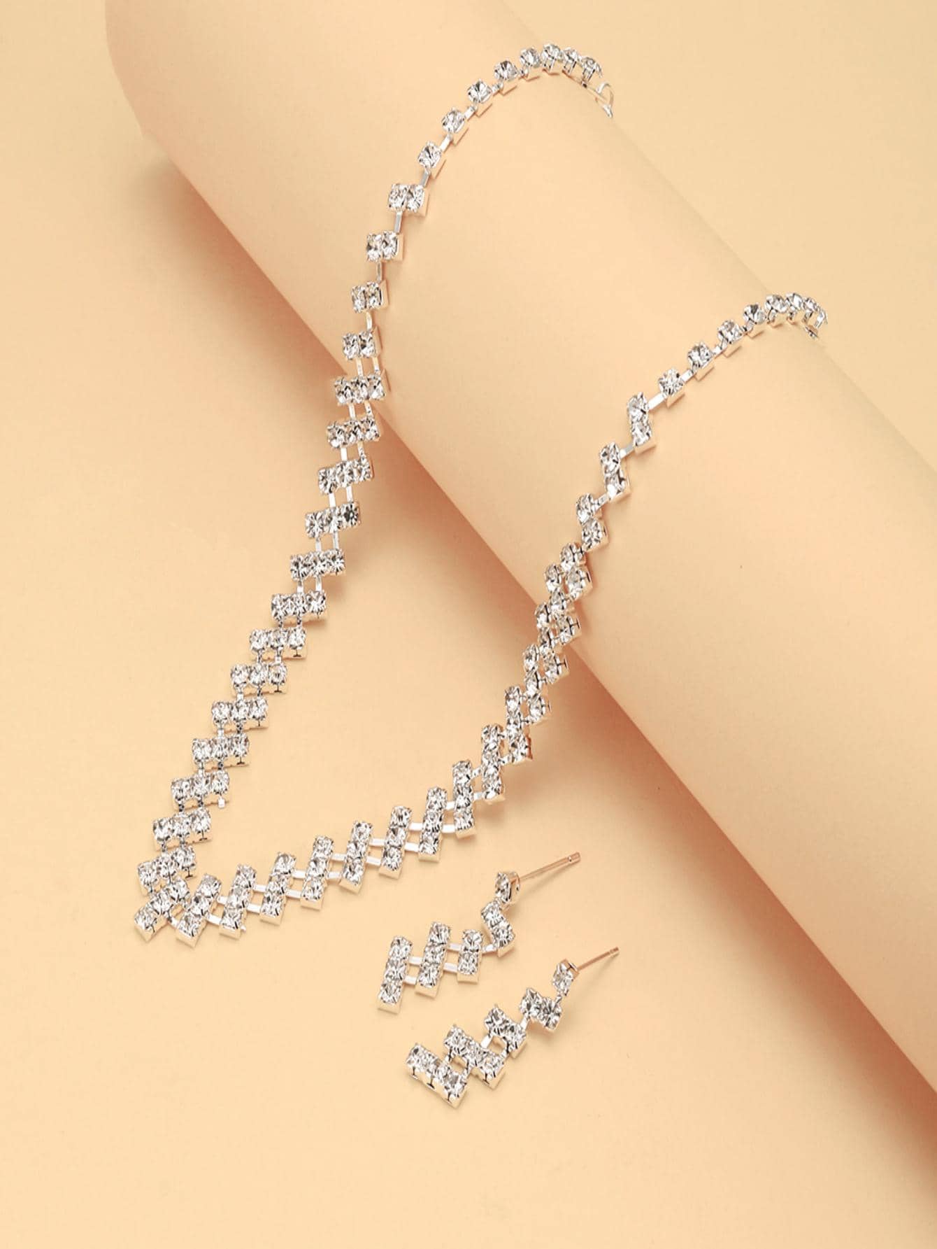 Rhinestone Necklace And Earring Sets
