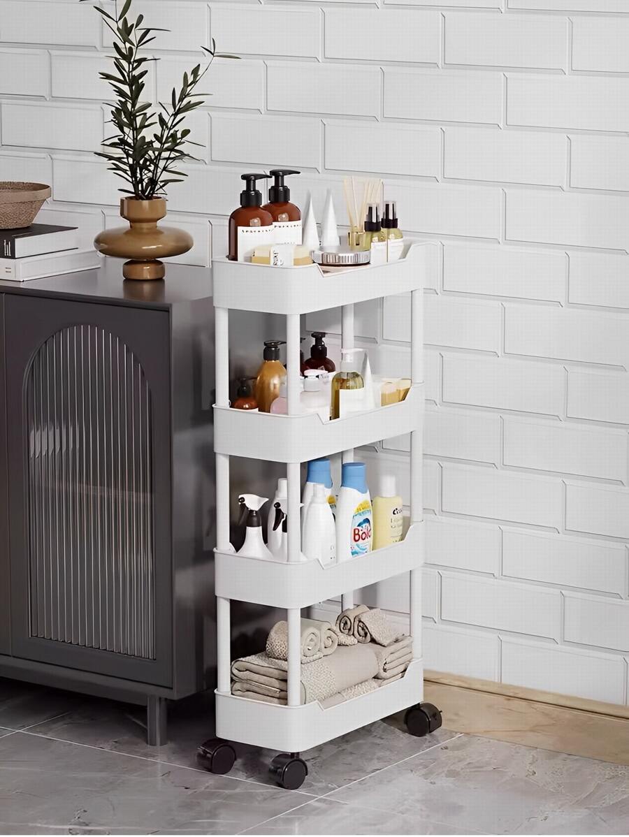 1pc 3 Tier Slim Storage Cart Mobile Shelving Unit Organizer Slide Out ...