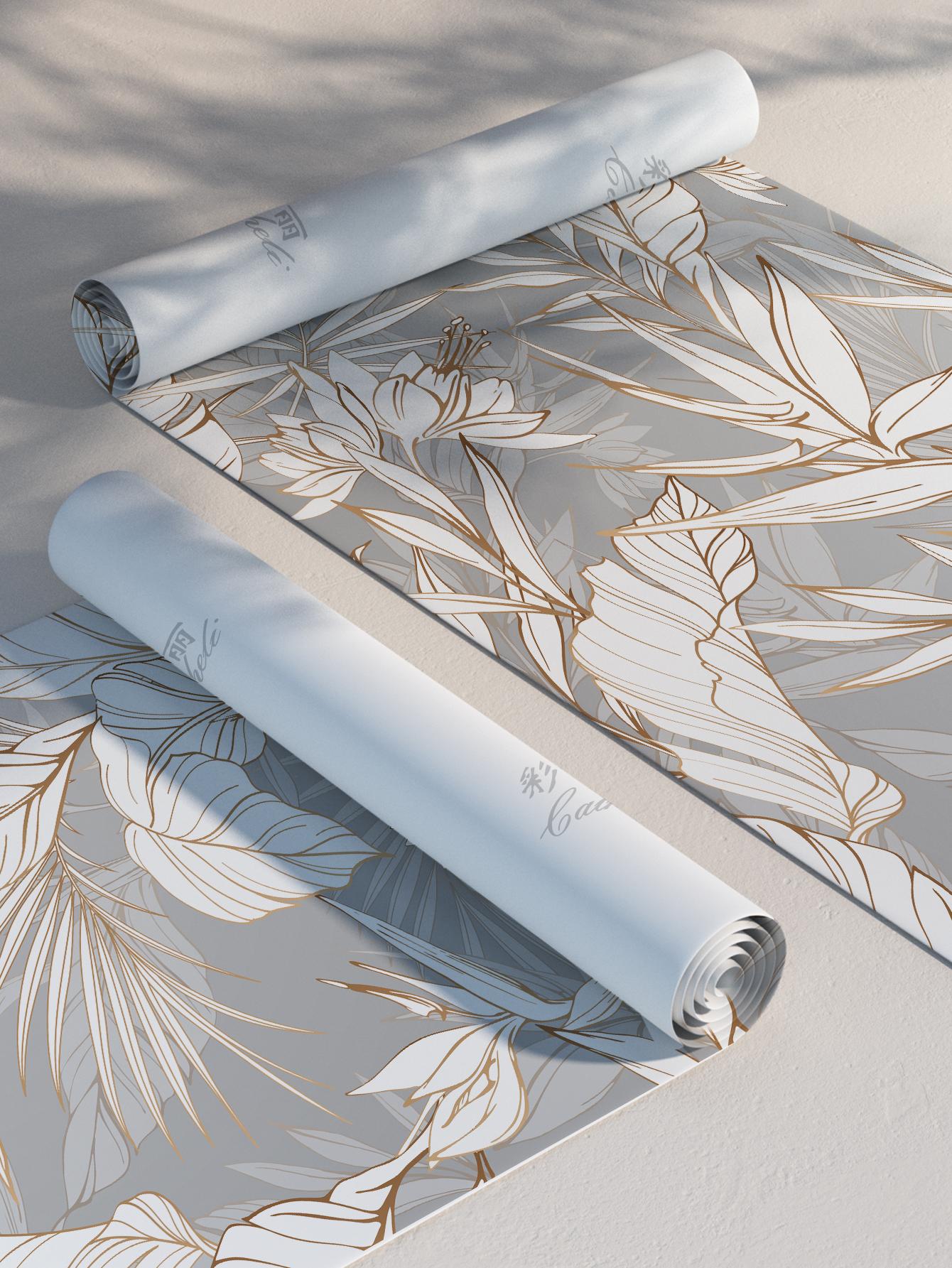 2pcs Leaf Pattern Wall Paper, Modern Waterproof Wall Adhesive Roll For ...