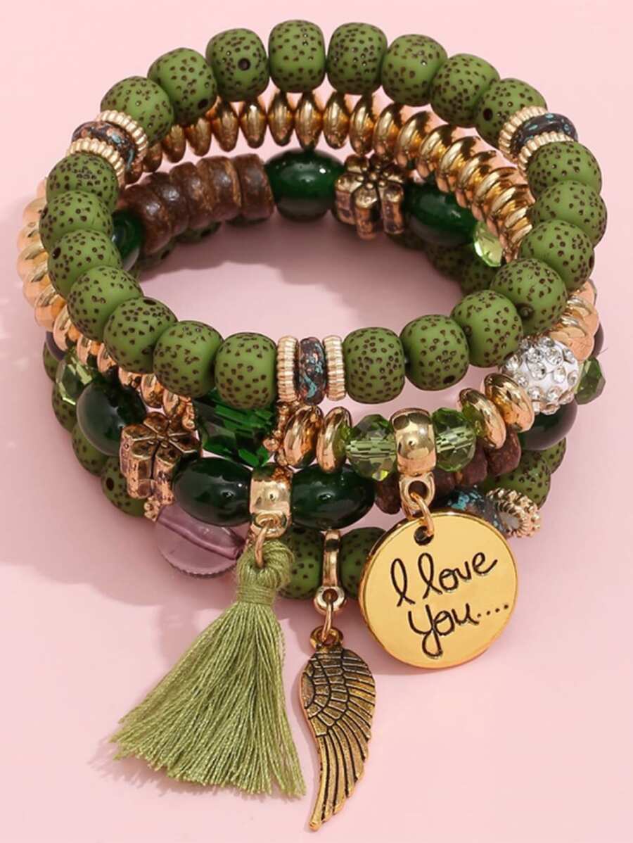 Bohemian Style Multilayer Beaded Elastic Bracelet | SHEIN USA