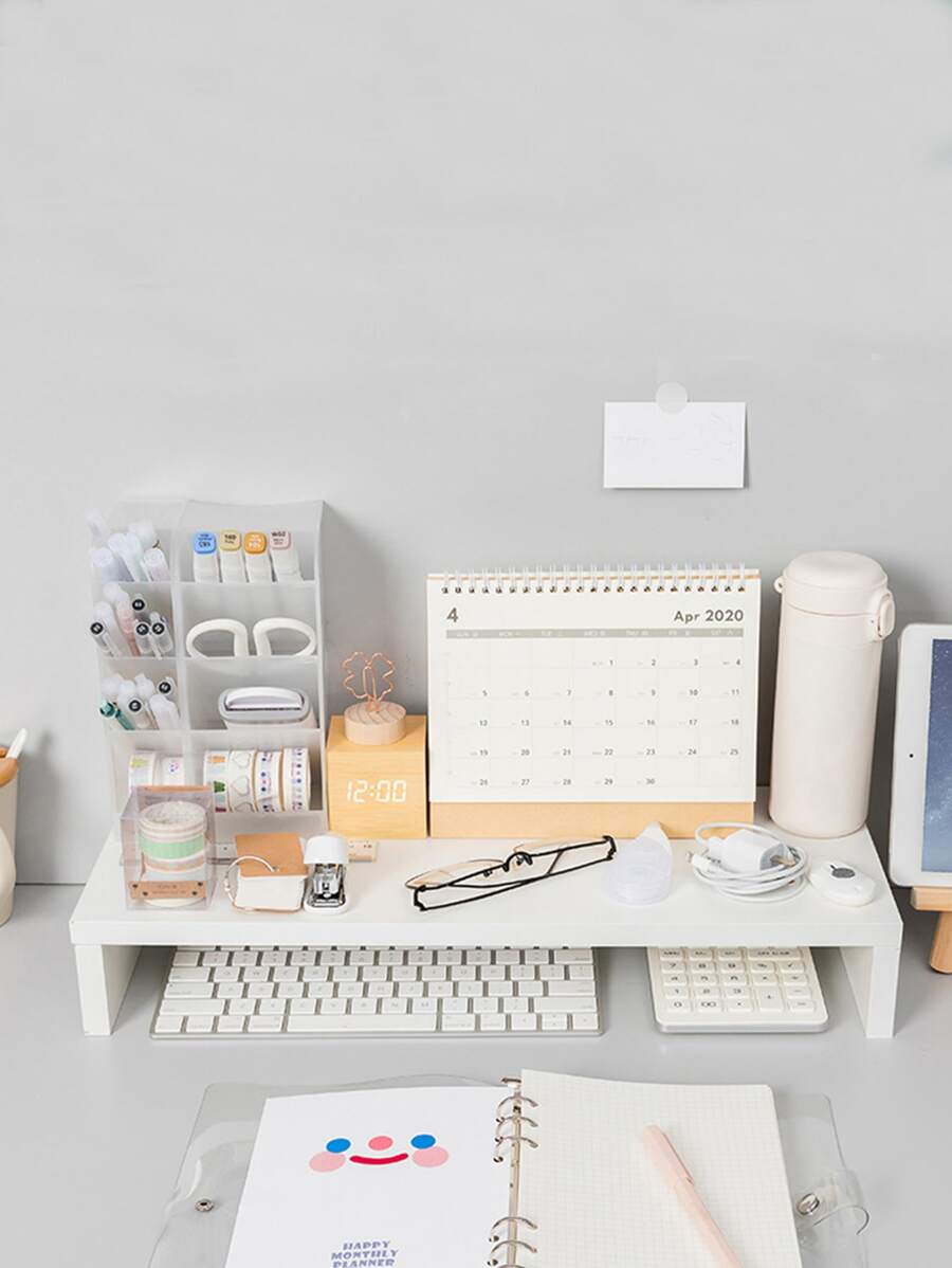 1pc White Desktop Storage Shelf With Drawer For Office, Computer ...