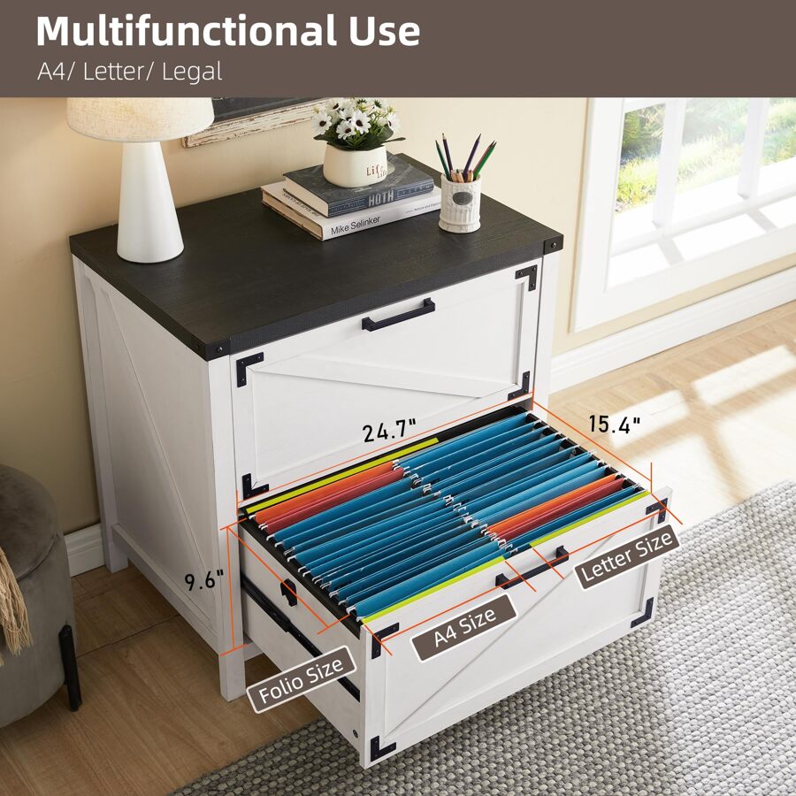 Home Decor,1pc Farmhouse 2 Drawer Filing Cabinet Lockable, Wood Home ...