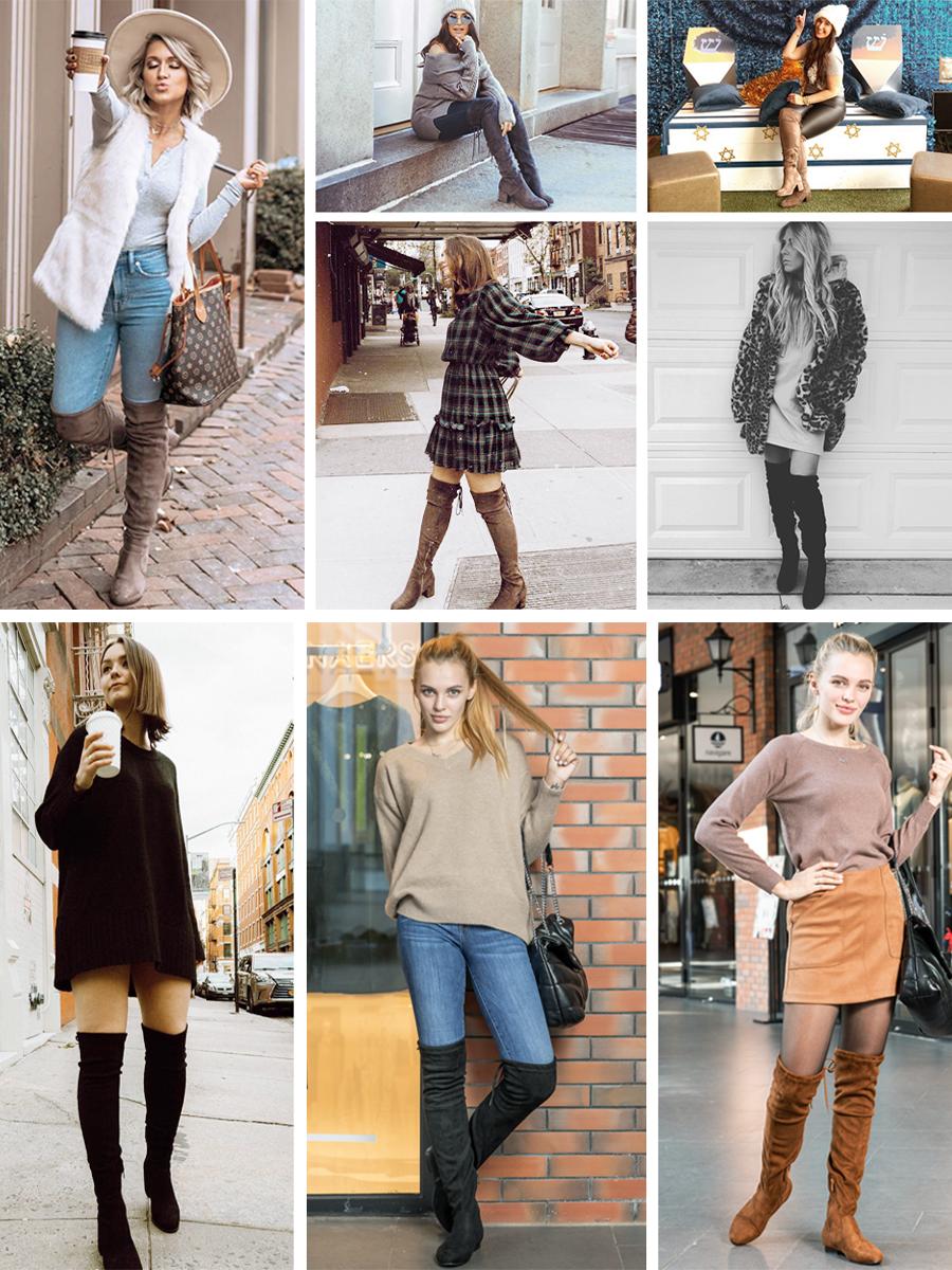 DREAM PAIRS Women's Faux Suedes Over The Knee Thigh High Flat Boots ...