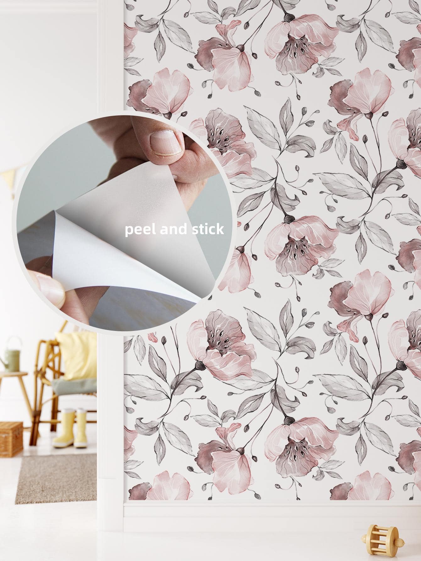 1 Roll White Background Large Flower Patterned Thickened Moisture-proof ...