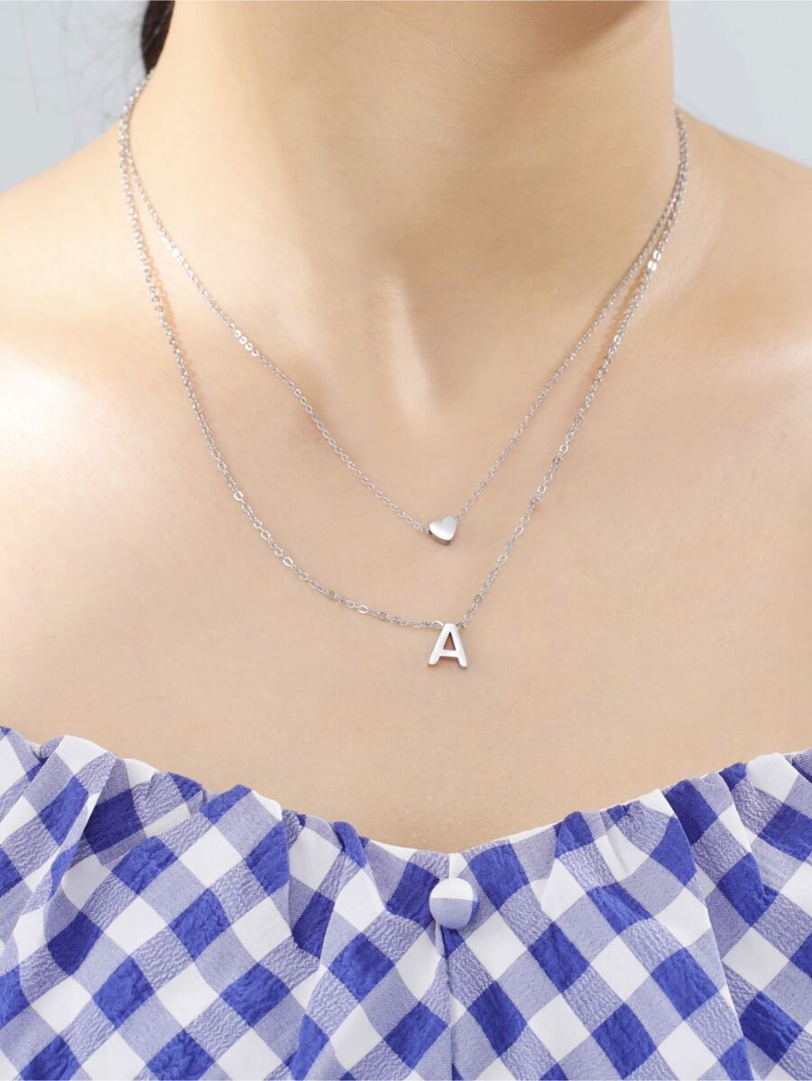 2pcs/set Women's Stainless Steel Simple 26 Alphabet Letters First Name ...