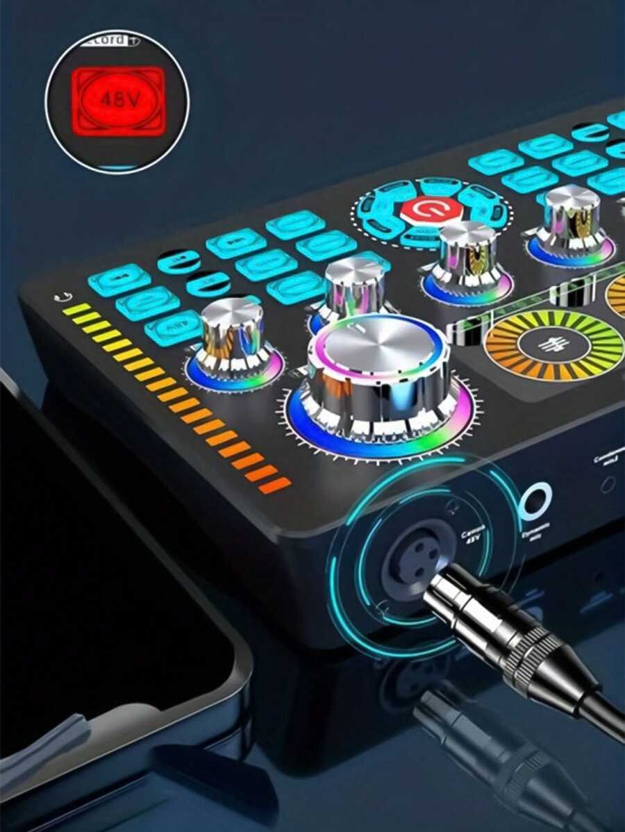 Q7 Sound Card Professional Studio Condenser Microphone Live Sound Mixer ...