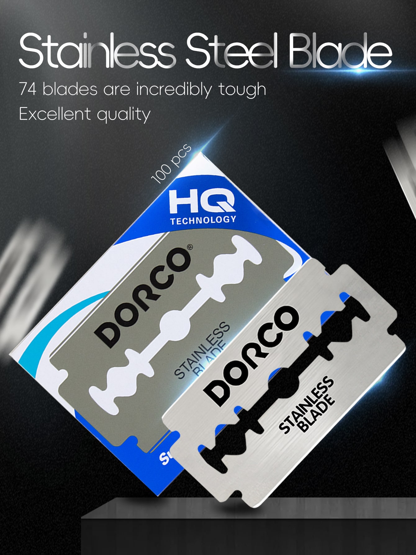 Cuchillas de afeitar Dorco de doble filo de acero inoxidable, 100 ...