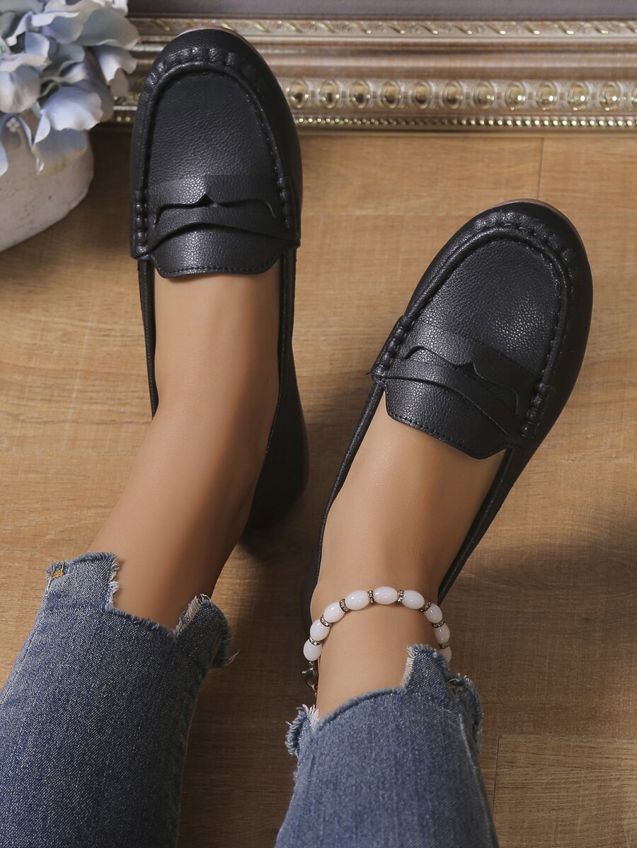 Women's Soft & Lightweight Material Round Toe Low Cut Flat Shoes With ...