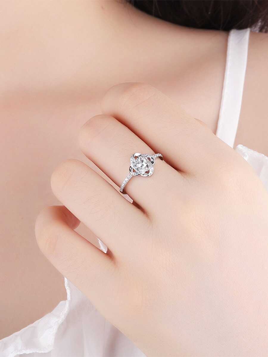 Minimalist S925 Sterling Silver Square Design Ring With Unique Style For Women | SHEIN USA