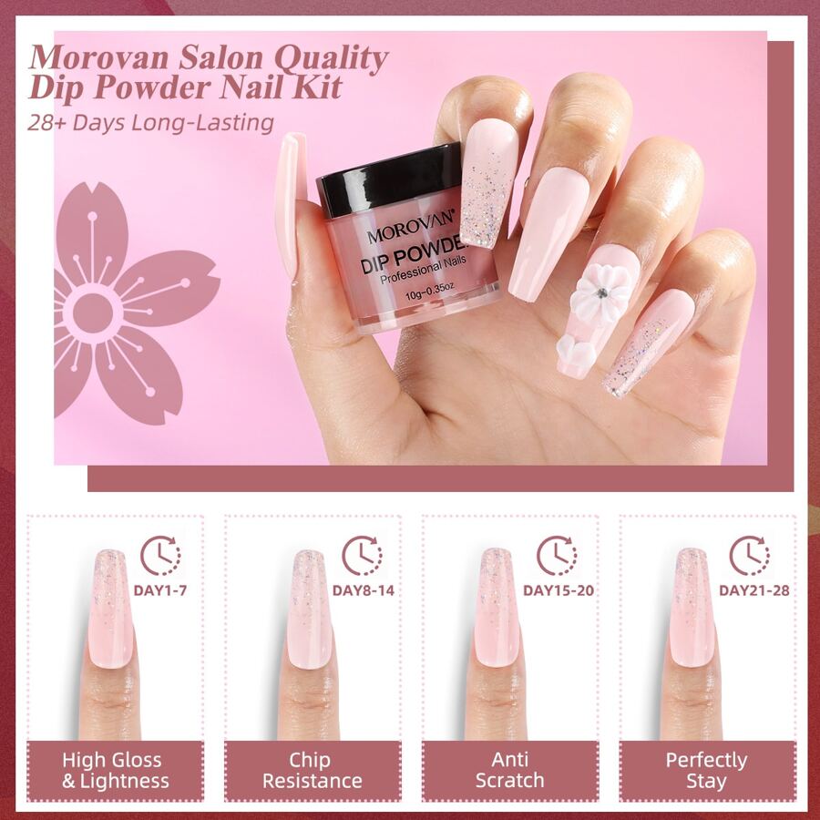Morovan Dip Powder Nail Kit - 8 Colors Nail Dip Powder Kit Dipping ...