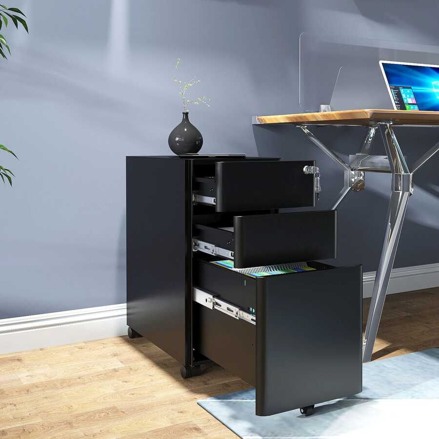 YITAHOME 3 Drawer Vertical Steel Lockable Filing Cabinet A4 File ...