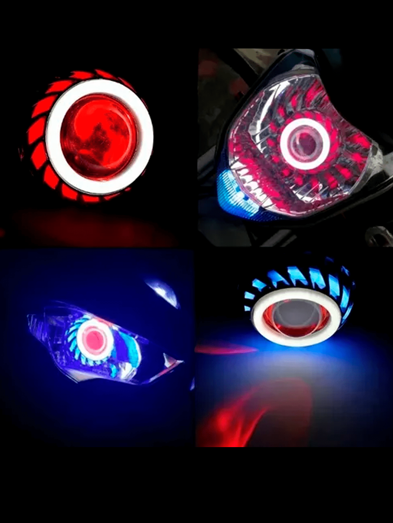 Faro Ojo Angel Y Demonio Lupa Led Moto Auto Tipo Turbina Exterior AZUL ...