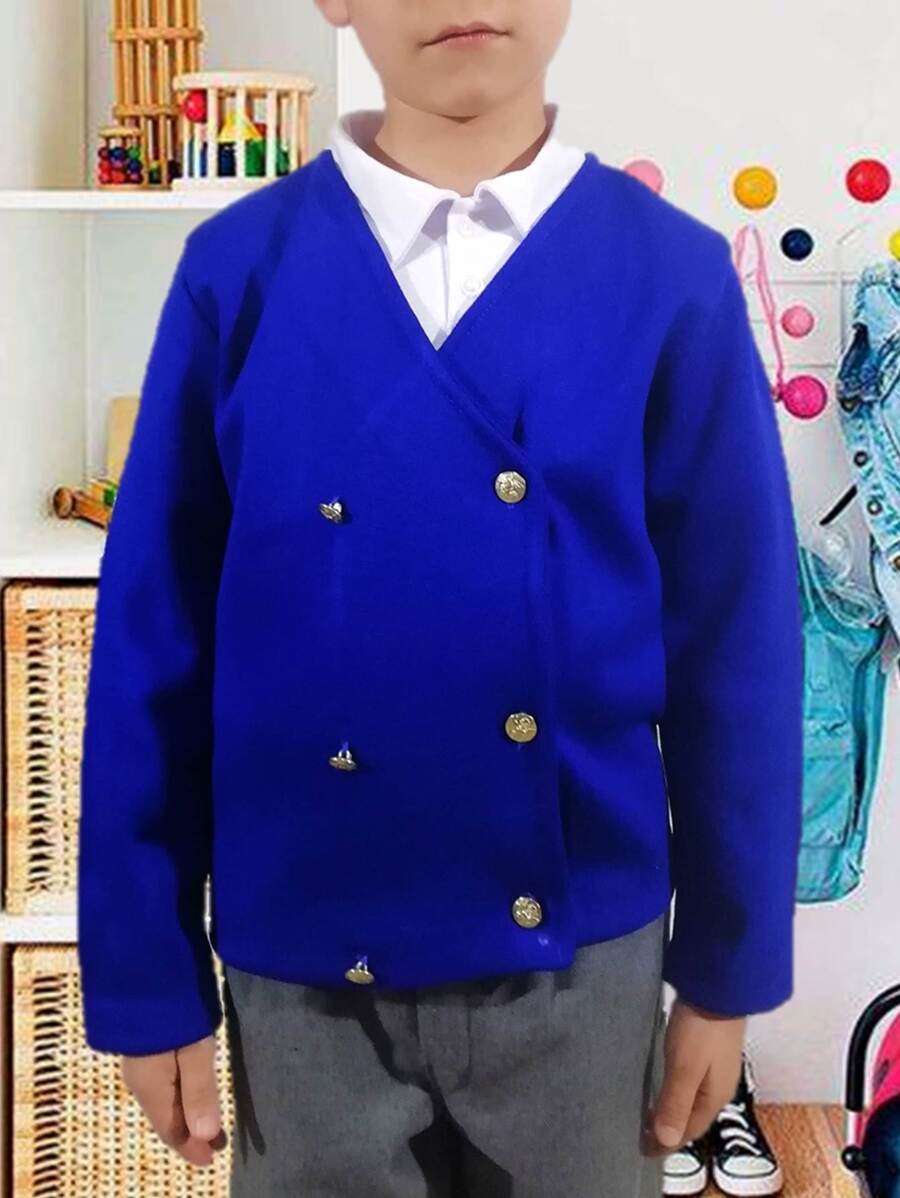Suéter Cruzado Cuello V Con Botones Uniforme Escolar Para Escolta Punto ...