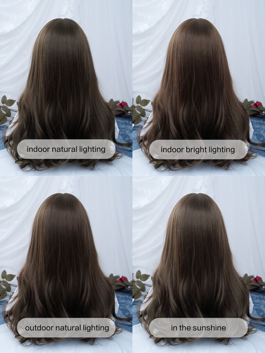 Front lace Long Natural Wave, center split wig, T-shaped lace 13*4*1 ...