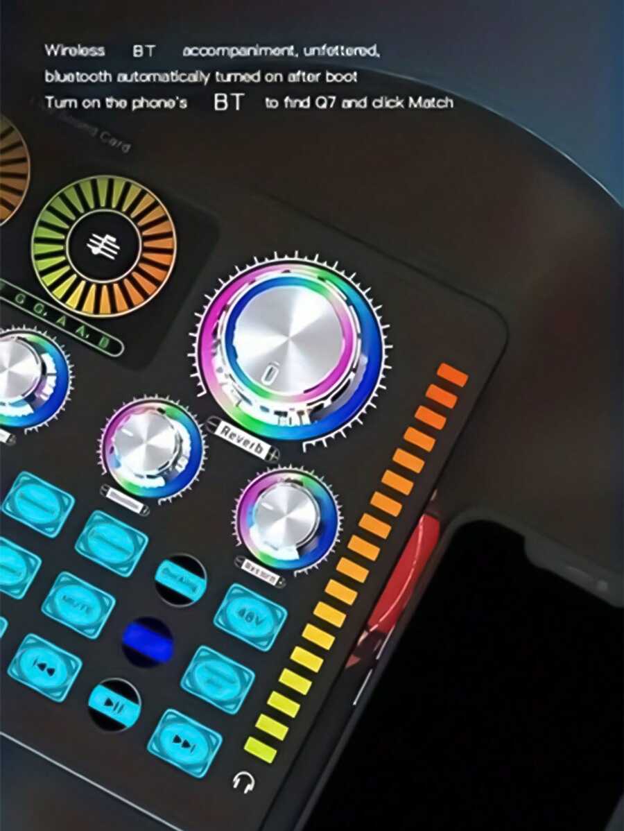 Q7 Sound Card Professional Studio Condenser Microphone Live Sound Mixer ...