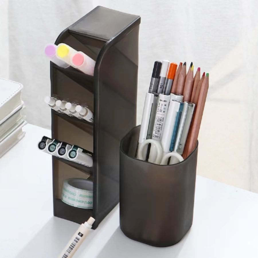 Desktop Transparent Frosted Pen Holder, Multi-functional Stationery ...