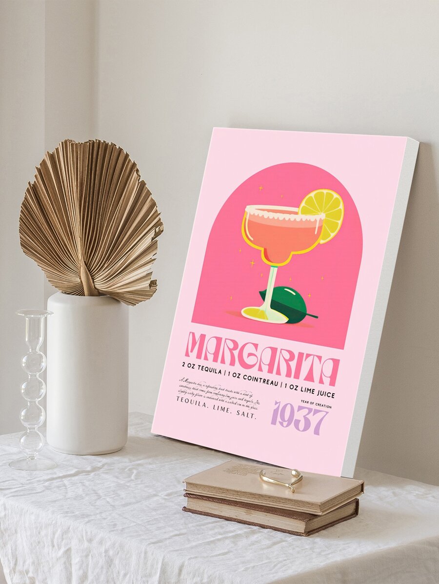 1 Pc Pink Canvas Poster Cold Drink Wall Art Prints For Girls Bedroom ...