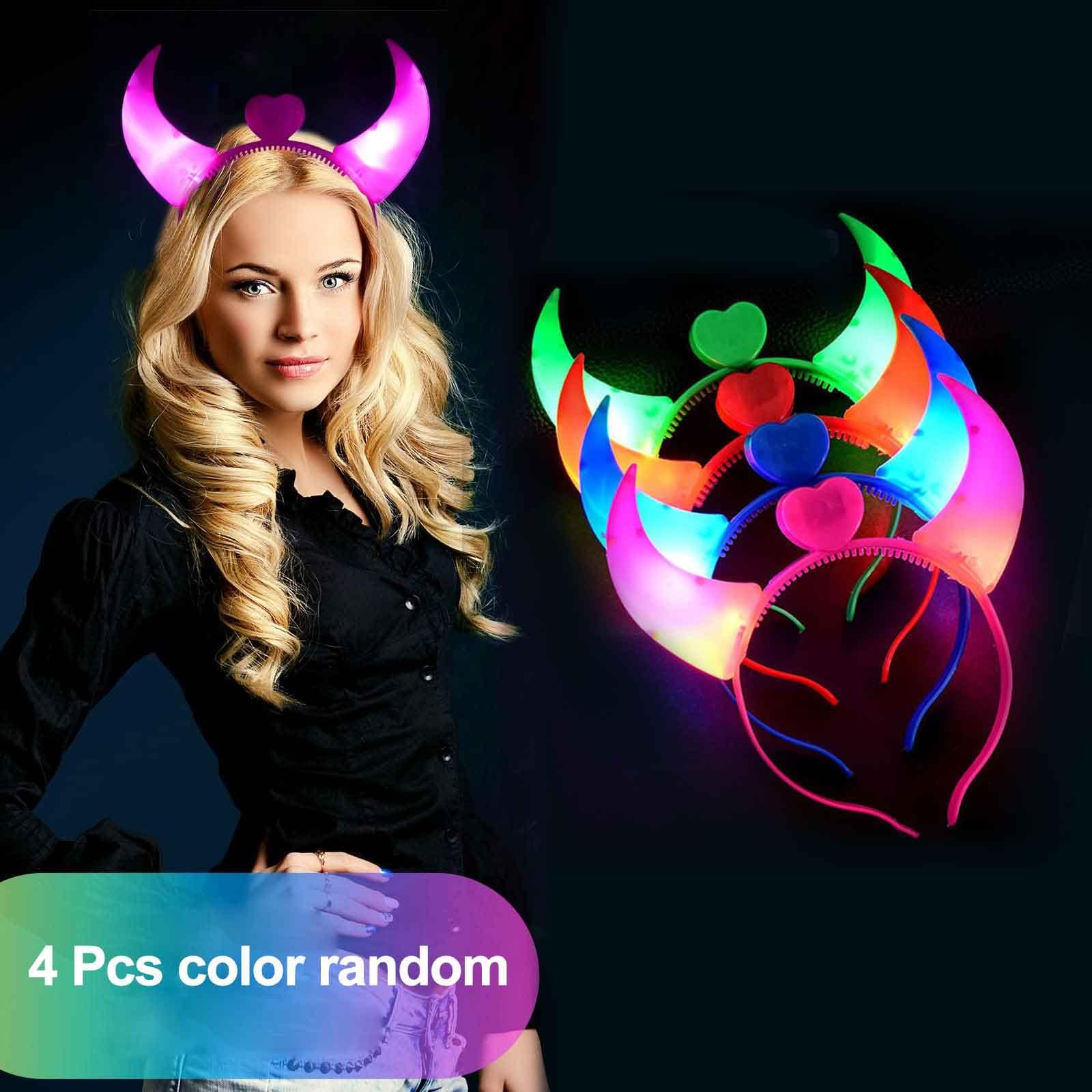 1set/4pcs Led Light Up Devil Horns Headband | SHEIN USA