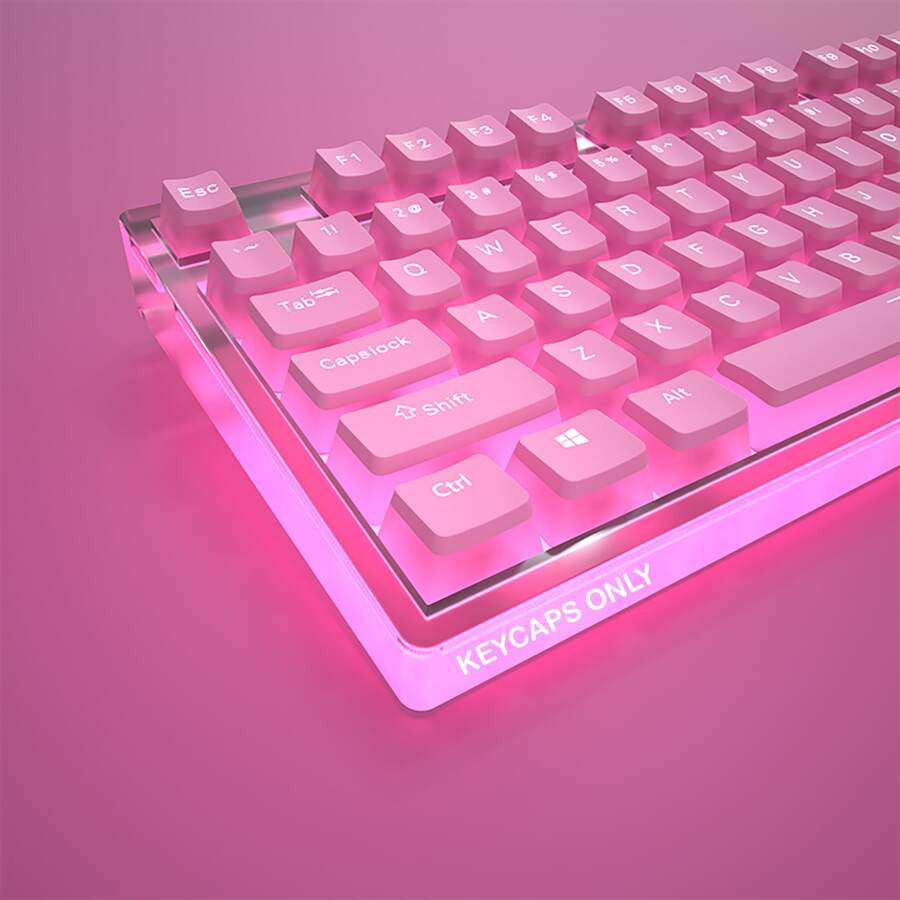 129 Keys Pink Translucent Pudding Keycaps PBT Material OEM Profile ANSI ...