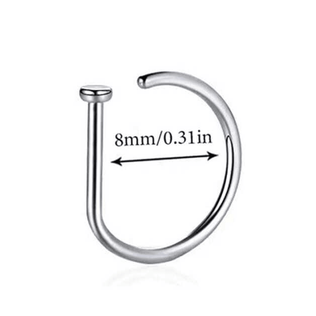 5pcs D-Shape Fake Nose Ring Nose Cuffs Clip On Nostril Jewelry Stainless Steel Lip Ring Hoop ...