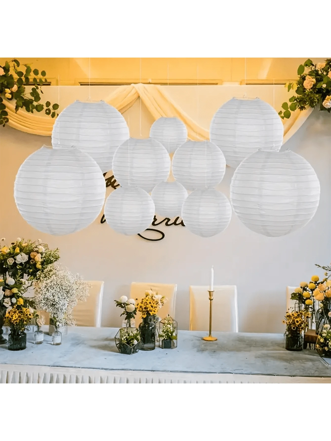 White Round Paper Lantern, Wedding Decorative Lantern With DIY Painted ...
