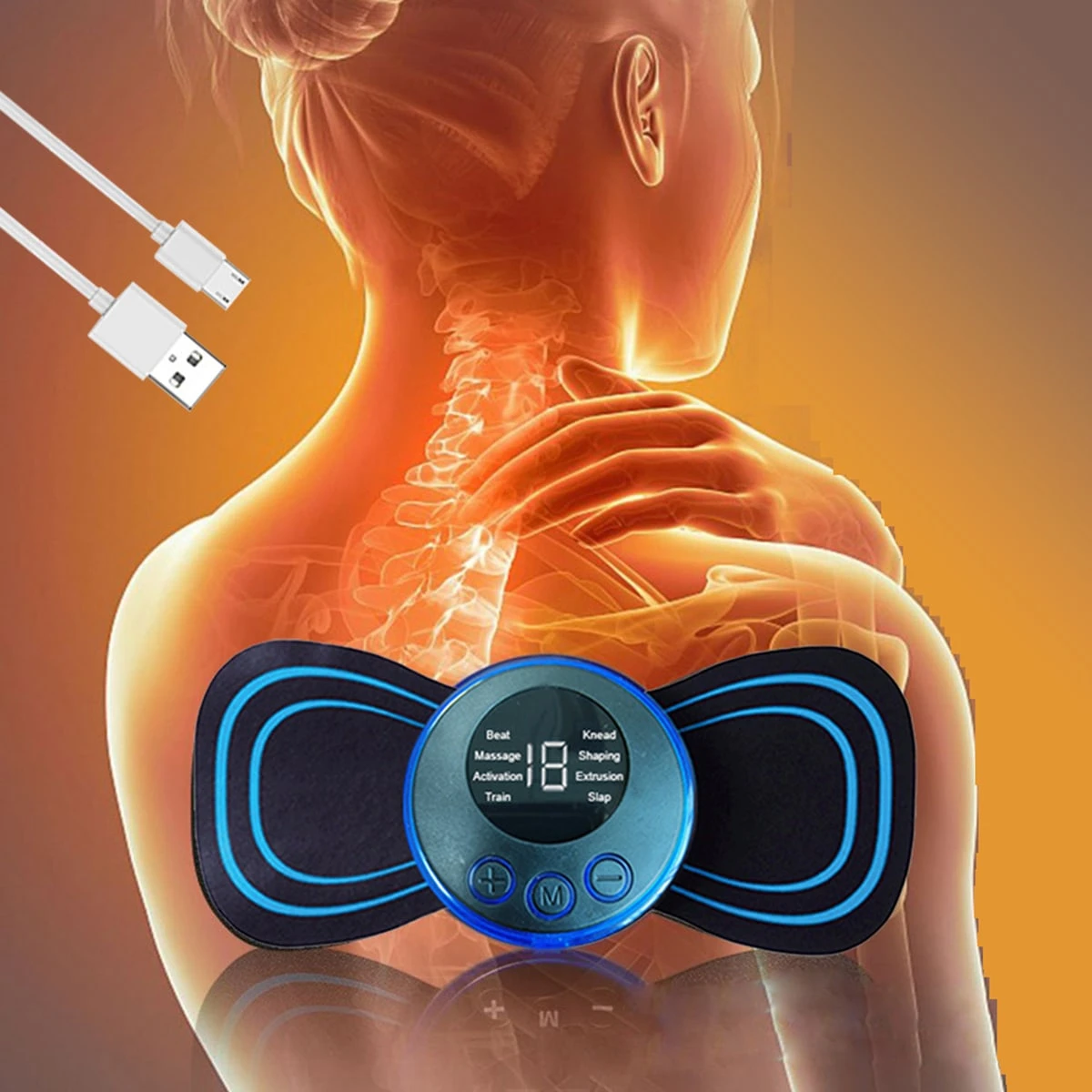 Neck Pulse Massage Patch Portable Electrotherapy Mini Massager ...