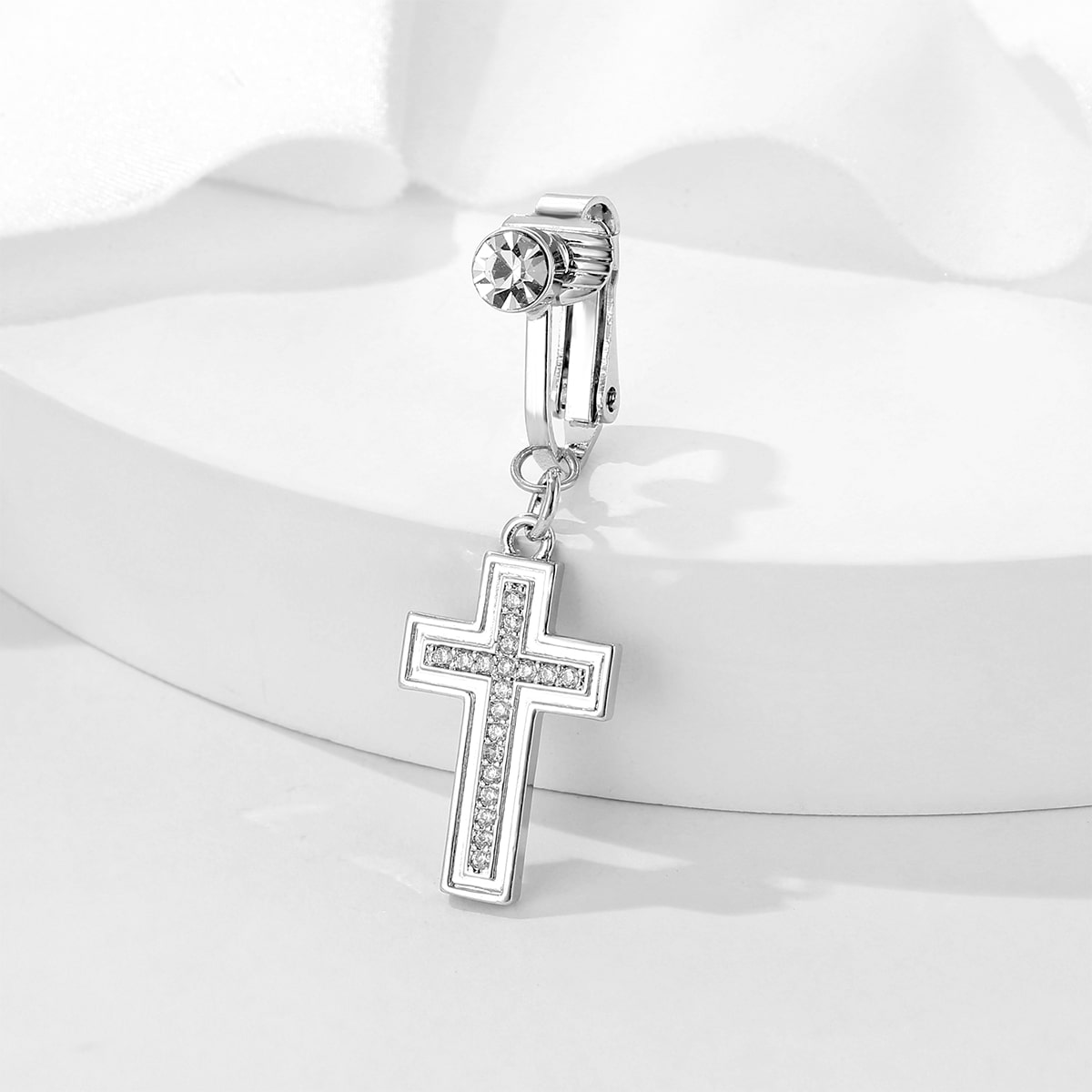 Non-Piercing Cross Fake Belly Piercing Clip On Umbilical Navel Fake ...