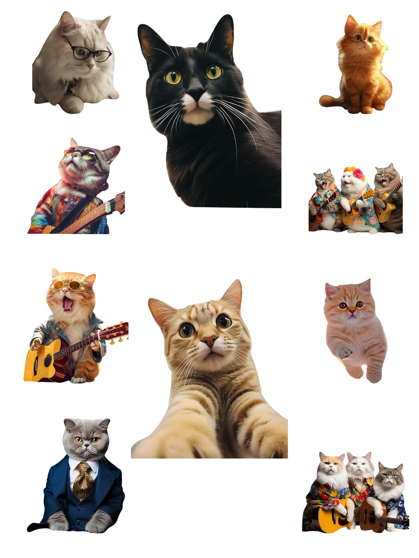 60pcs Realistic Selfie Photo Cat Stickers Compatible With Laptops ...