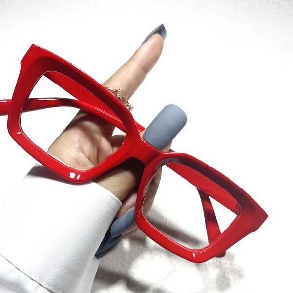 Concave Thick Edge Square Rivet Decor Non-prescription Glasses Frame ...