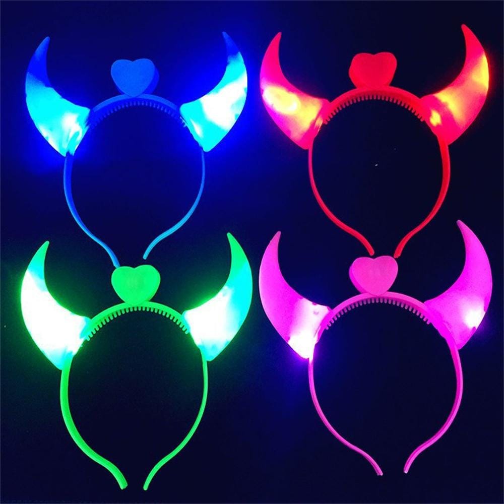 1set/4pcs Led Light Up Devil Horns Headband | SHEIN USA