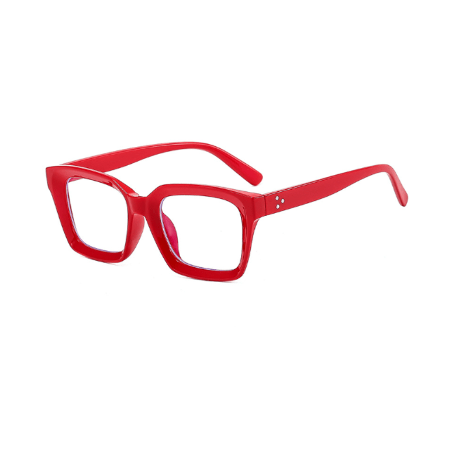 Concave Thick Edge Square Rivet Decor Non-prescription Glasses Frame ...