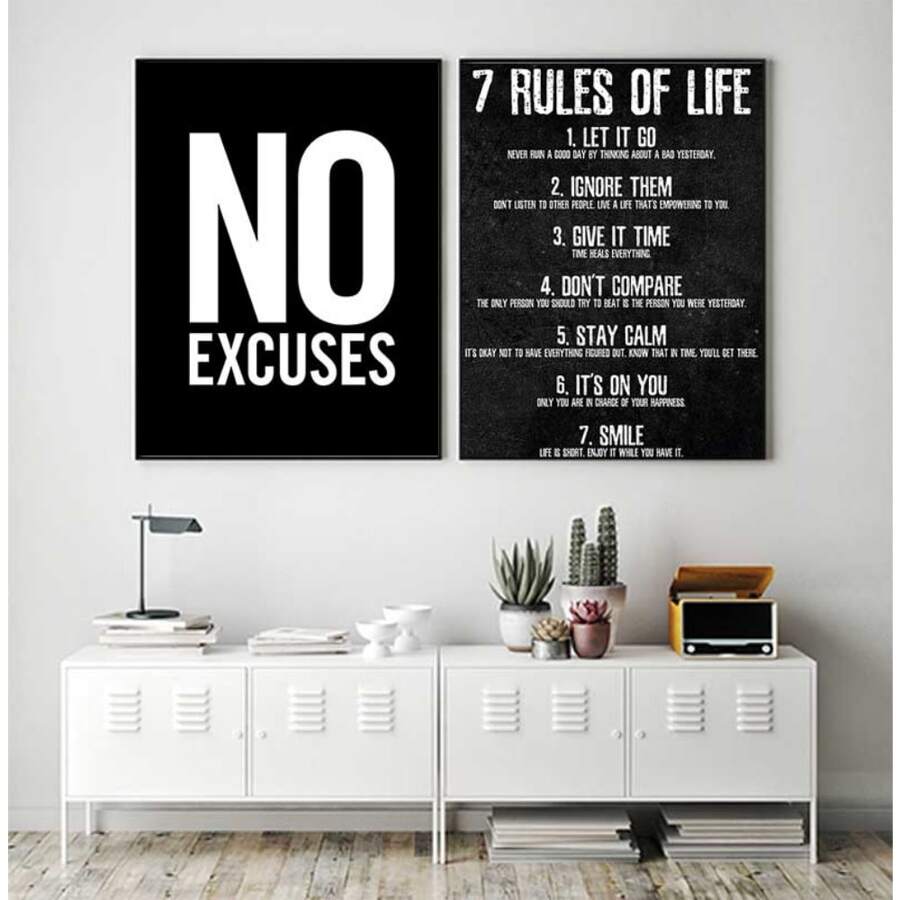 Set Of 7 Rules Of Life Inspirational Posters And Prints On Canvas For ...