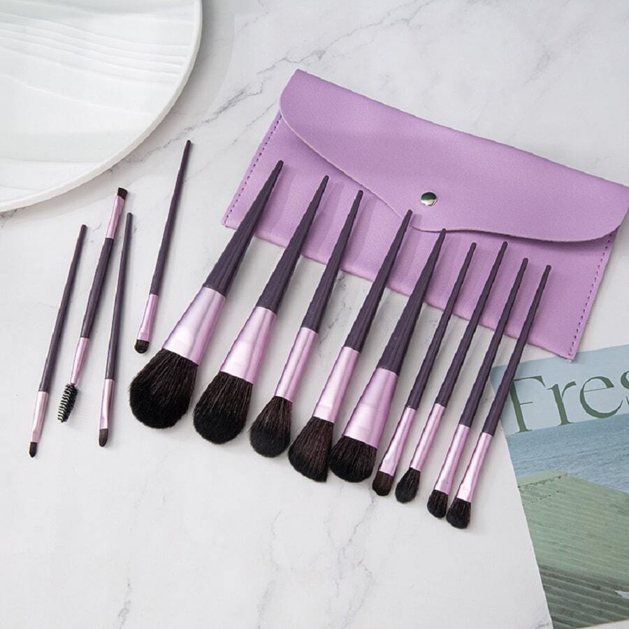 13pcs Grape Purple Makeup Brush Set Affordable Cosmetic Tools Powder ...