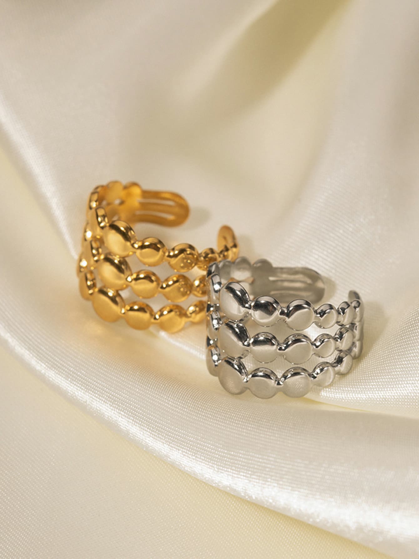 Uworld 1pc Round Decor Cuff Open Ring Waterproof 18K Gold Silver Plated ...